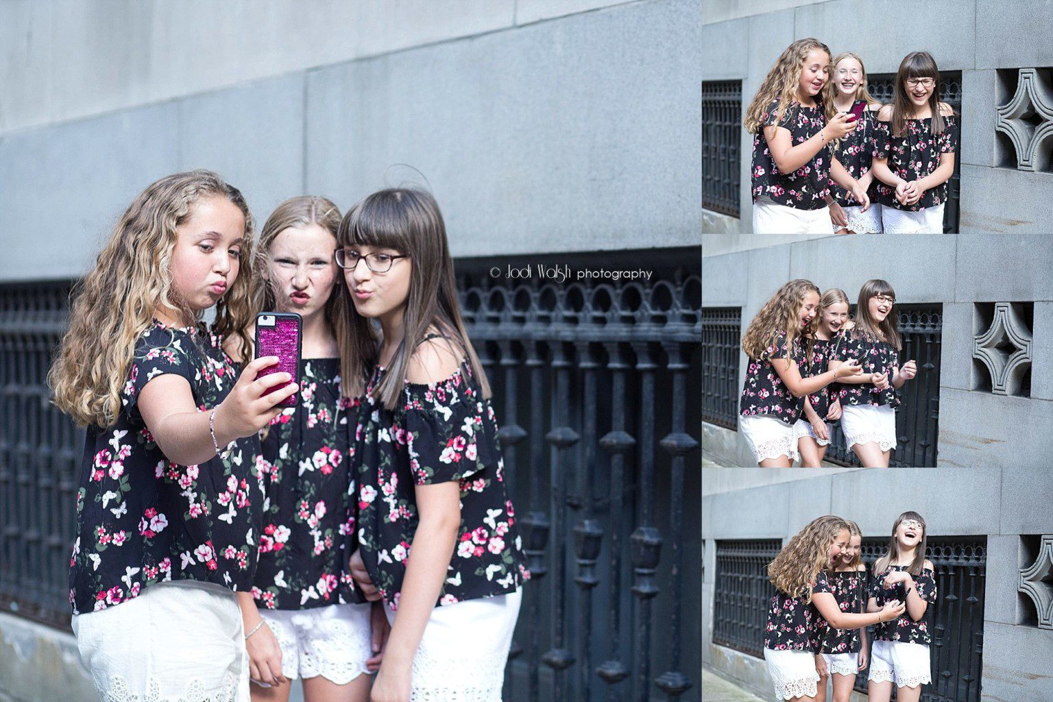 Downtown Pittsburgh Tween Teen portrait session with friends